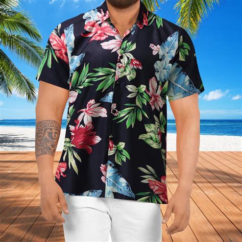 Poteti Mens Summer Shirts Hawaiian Beach Casual Tropical Short Sleeve