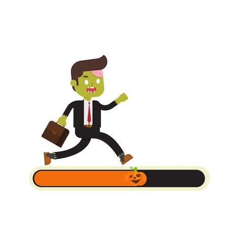 진행 로딩 바에서 실행 좀비 사업가 프리미엄 벡터