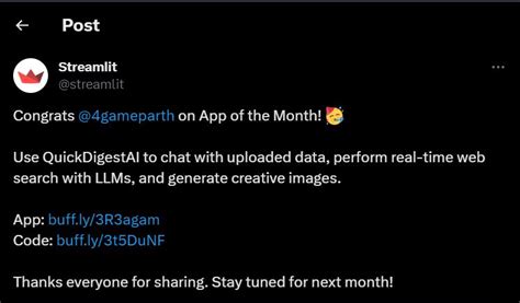 Parth Shah On Linkedin Streamlit Appofthemonth Quickdigestai