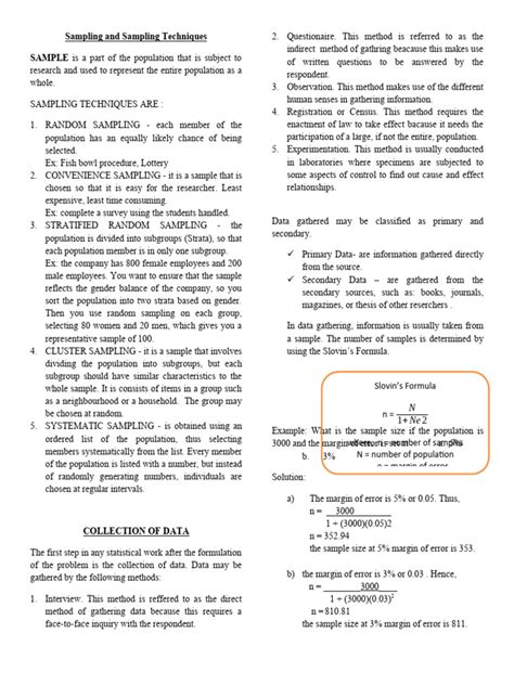 Worksheet 42a Sampling And Sampling Techniques Pdf Sampling
