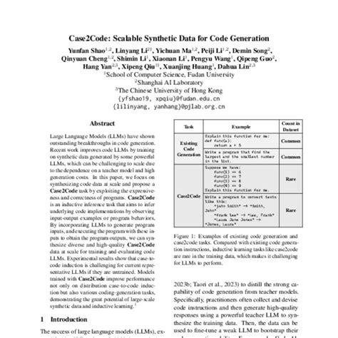 Case2code Scalable Synthetic Data For Code Generation Acl Anthology