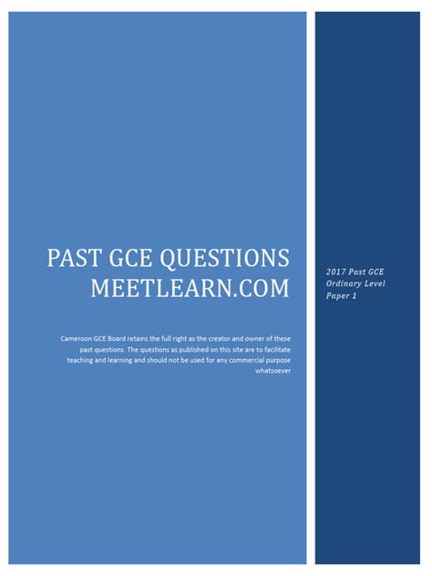 2017 Cameroon Gce Physics Paper 1 2017 Pdf Force Temperature
