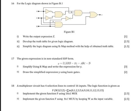 Solved 16 For The Logic Diagram Shown In Figure B1 Figure