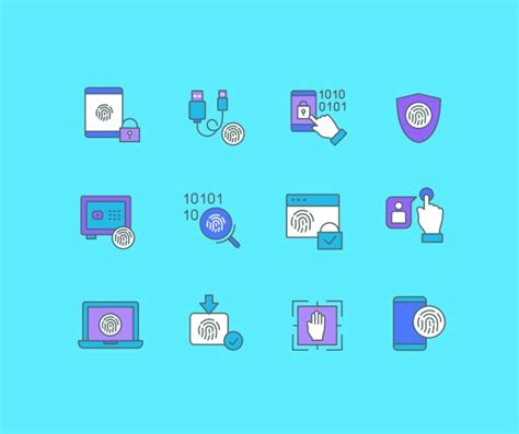 Biometric Authorization Color Icons Royalty Free Vector