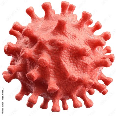 3d Red Virus Featuring A Rounded Textured Surface With Small Circular Projections Representing