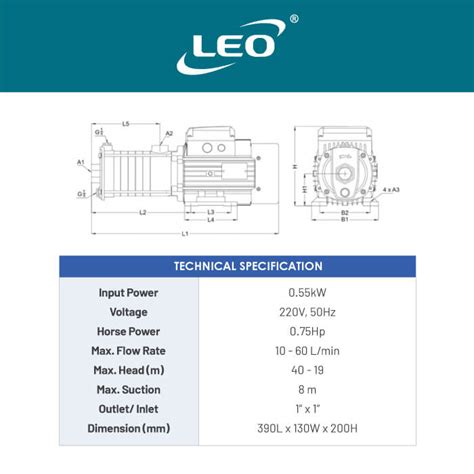Leo Echm2 50e Stainless Steel Horizontal Centrifugal Pump Jet Trading