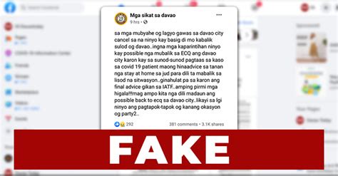 Re Imposition Of Lockdown In Davao ‘fake News Says Mayor Sara Davao