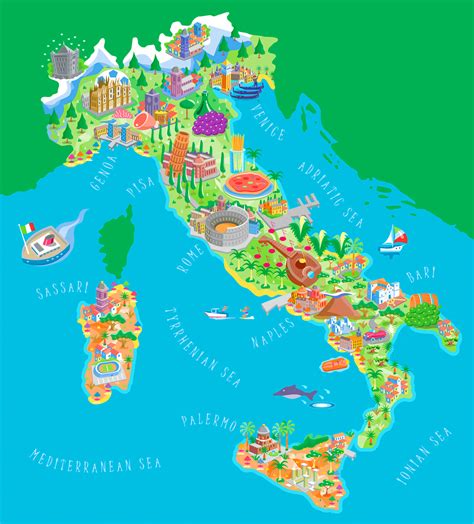 Big Size Detailed Italy Map And Flag Travel Around The World