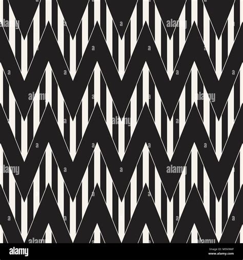 Vector Seamless Zigzag Line Pattern Abstract Stylish Geometric Background Repeating Monochrome