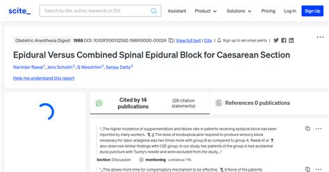 Epidural Versus Combined Spinal Epidural Block For Caesarean Section [scite Report]