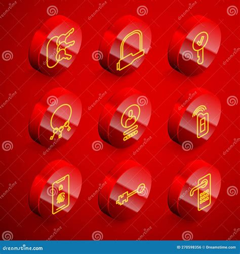 Set Line Bunch Of Keys Bicycle Lock Key Create Account Screen Car With Remote Mobile