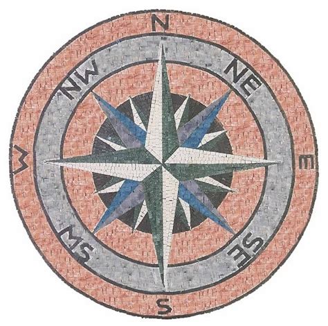 Compass Floor Medallion Mosaic Artwork I Imosaicart Geometric Mosaics