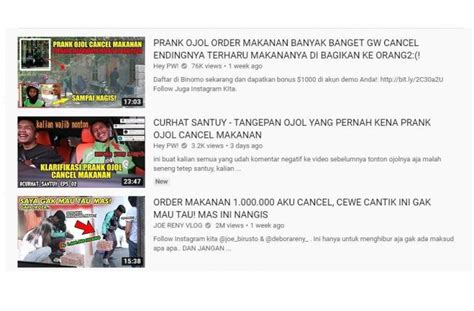 Marak Prank Driver Ojol Deretan Konten YouTube Ini Dihujat Netizen