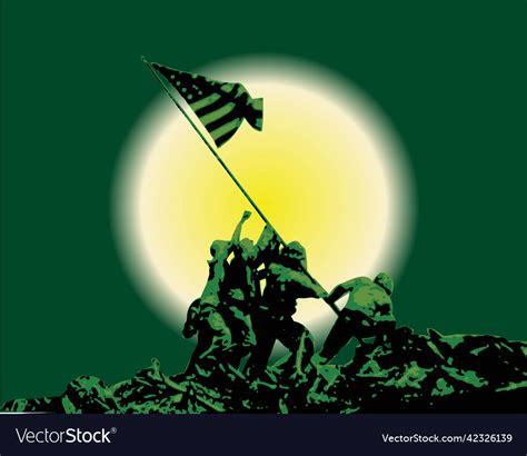 American Soldiers Are Raising The Flag Royalty Free Vector