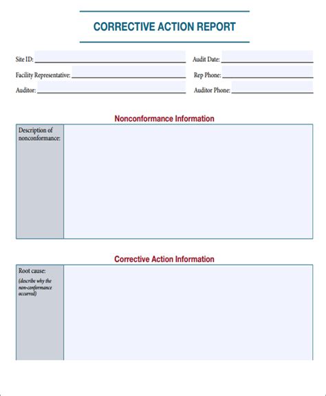 Corrective Action Report Template
