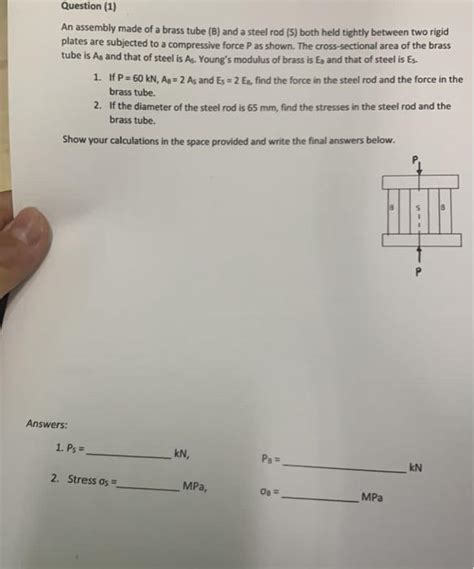 Solved Question 1 An Assembly Made Of A Brass Tube B And Chegg