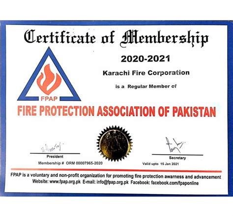 Certification Karachi Fire Corporation