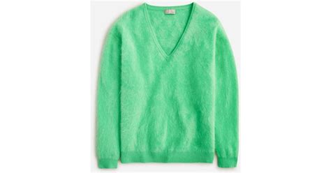 Jcrew Brushed Cashmere Relaxed V Neck Sweater In Green Lyst