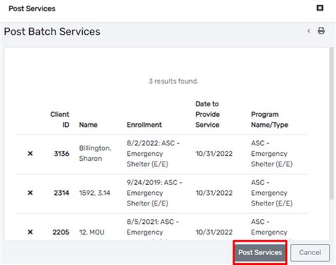 entering a service using batch processing housing forward