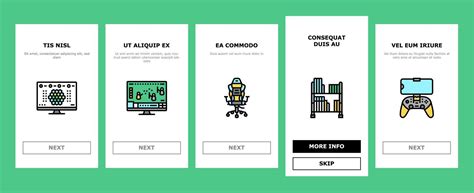 Video Game Electronic And Device Onboarding Icons Set Vector Vector Art At Vecteezy