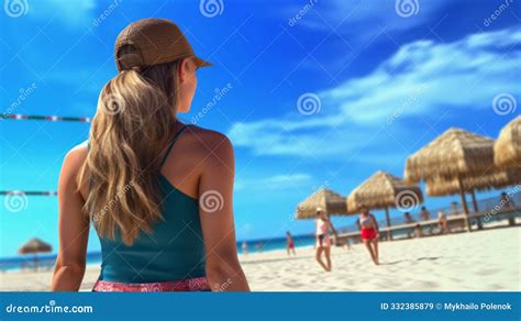 Female Volleyball Players On Beach Stadium Place In Sunny Day Neural Network Ai Generated Stock