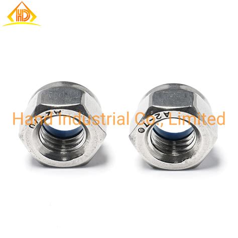 Factory Supply DIN Stainless Steel Plain Finish M M M Hex Nylon Insert Lock Nuts