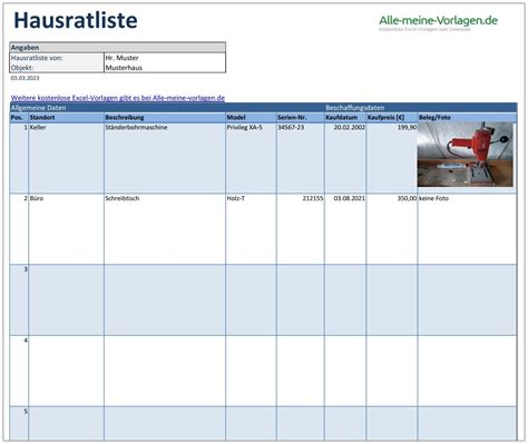 Eine Hausratliste In Excel Hilft Dir Den Überblick über Deinen Hausrat Zu Behalten Sie Hilft