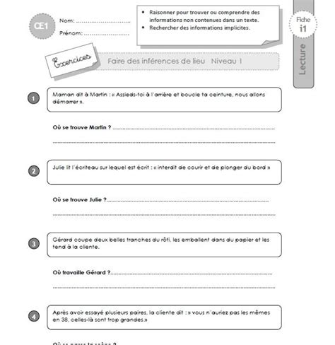 Texte De Lecture Cm1 Questions De Compréhension Lecture Compréhension