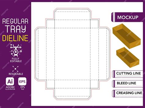 Premium Vector Paper Tray Dieline Template Custom Tray Design