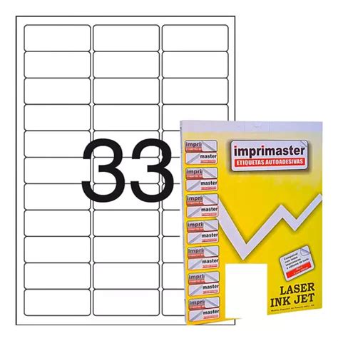 Etiqueta Adesiva 63 5mm X 25 4mm Modelo A4 100 Folhas Cor Branco
