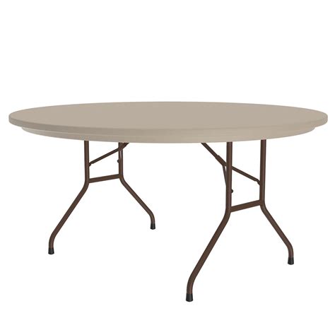 Correll 60 Round Blow Molded Folding Table Mocha Granite Catholic