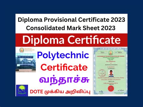 Diploma Provisional Certificate 2023 Diploma Consolidated Mark Sheet