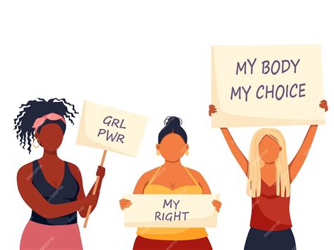 Premium Vector Vector Illustration Of Women Holding Signs Banner And