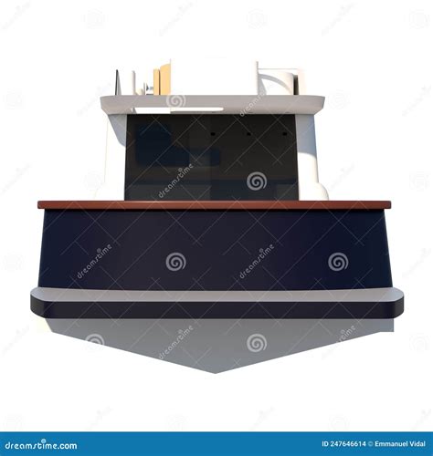Boat Ship 1 Back View White Background 3d Rendering Ilustracion 3d
