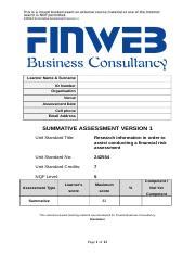 Completed Sp Wms Summative Assessment V Docx This Is A Closed Booked Exam So