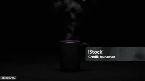 뜨거운 증기 어두운 스튜디오 샷 3d 일러스트와 커피 또는 차의 블랙 컵 0명에 대한 스톡 사진 및 기타 이미지 0명 Theatrical Performance 간판