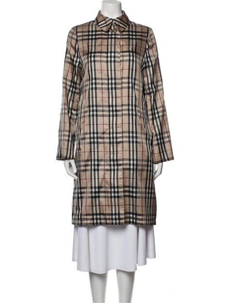Burberry London Plaid Print Trench Coat Grey Coats Clothing Wburl The Realreal