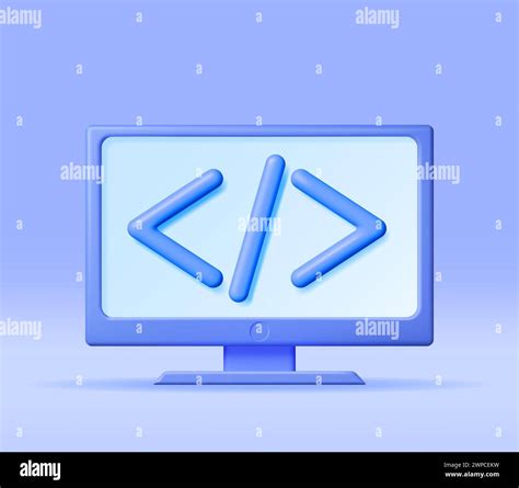 3D Icono de código en el ordenador aislado Renderice símbolos de API