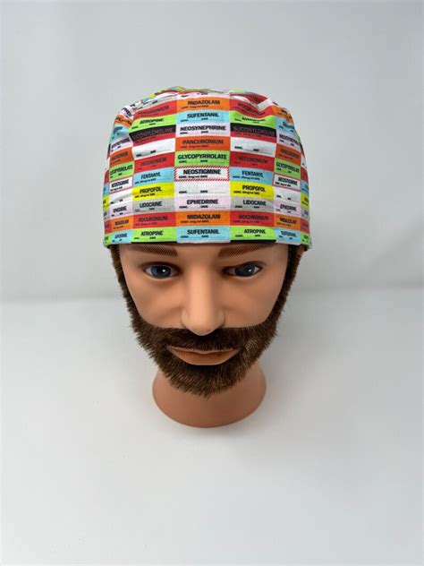 Anesthesia Medication Labels Mens Scrub Cap Mens Etsy