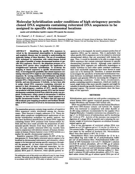 Pdf Molecular Hybridization Under Conditions Of High Stringency Permits Cloned Dna Segments