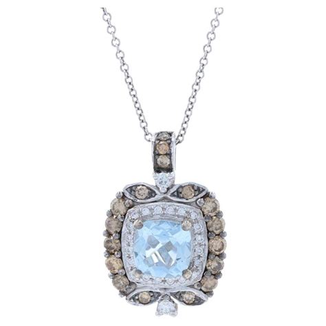 Le Vian Diamond And Aquamarine Rose Gold Leaf Pendant Necklace For Sale