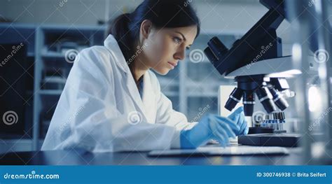 Serious Concentrated Female Microbiologist Doing Research In Laboratory
