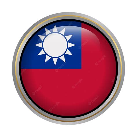 Premium Vector Taiwan Flag Circle Shape Button Glass Texture On White