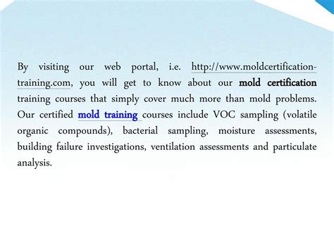 Ppt Mold Certification Online Courses Powerpoint Presentation Free Download Id7264702
