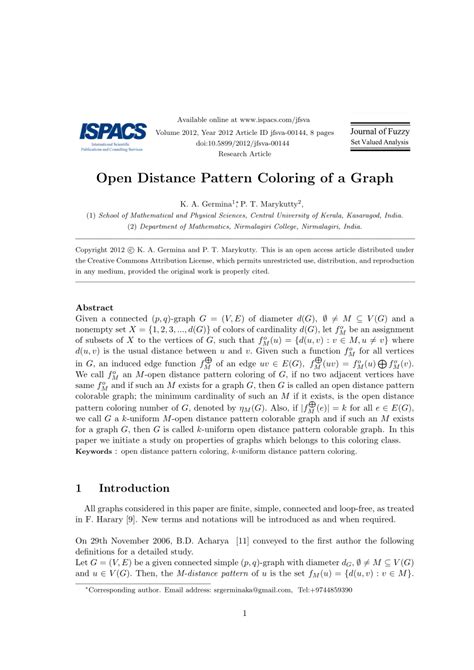 PDF Open Distance Pattern Coloring Of A Graph