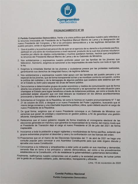 Partido Compromiso Democrático Compromisoperu Twitter
