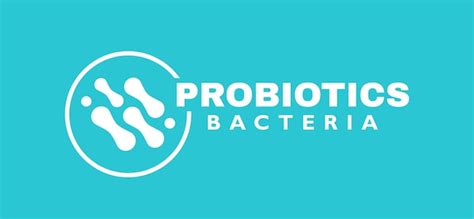 Probiotics 박테리아 레이블 로고 디자인 치료 목적 벡터 일러스트 레이 션에 대 한 건강 한 영양 성분 프리미엄 벡터
