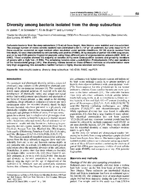 Pdf Diversity Among Bacteria Isolated From The Deep Subsurface