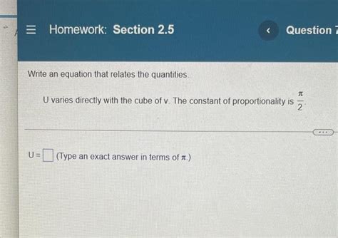 Solved Homework Section 2 5 Question 7 Write An Equation