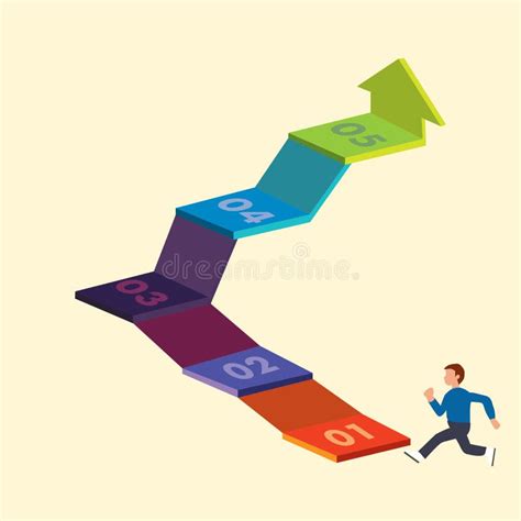 Five Step Arrow Of Stairs Moving Forward Infographic Chart Stock